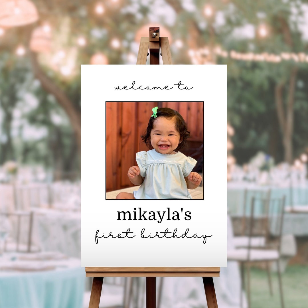 Editable Birthday Welcome Sign, Photo Minimalist Welcome Poster Board ...