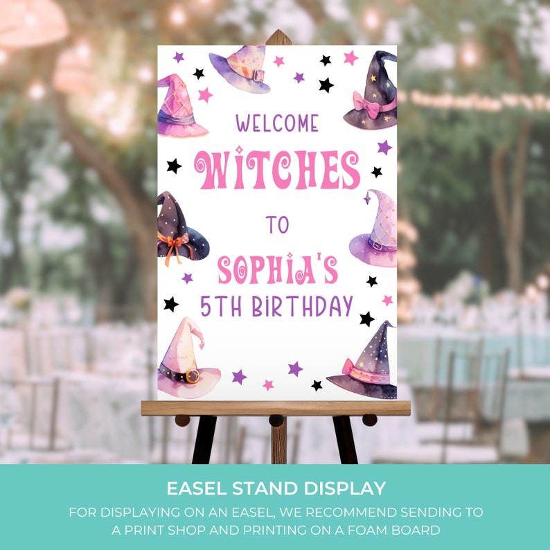 Editable Witch Birthday Welcome Sign, Pink Bewitching Bash, Girl ...