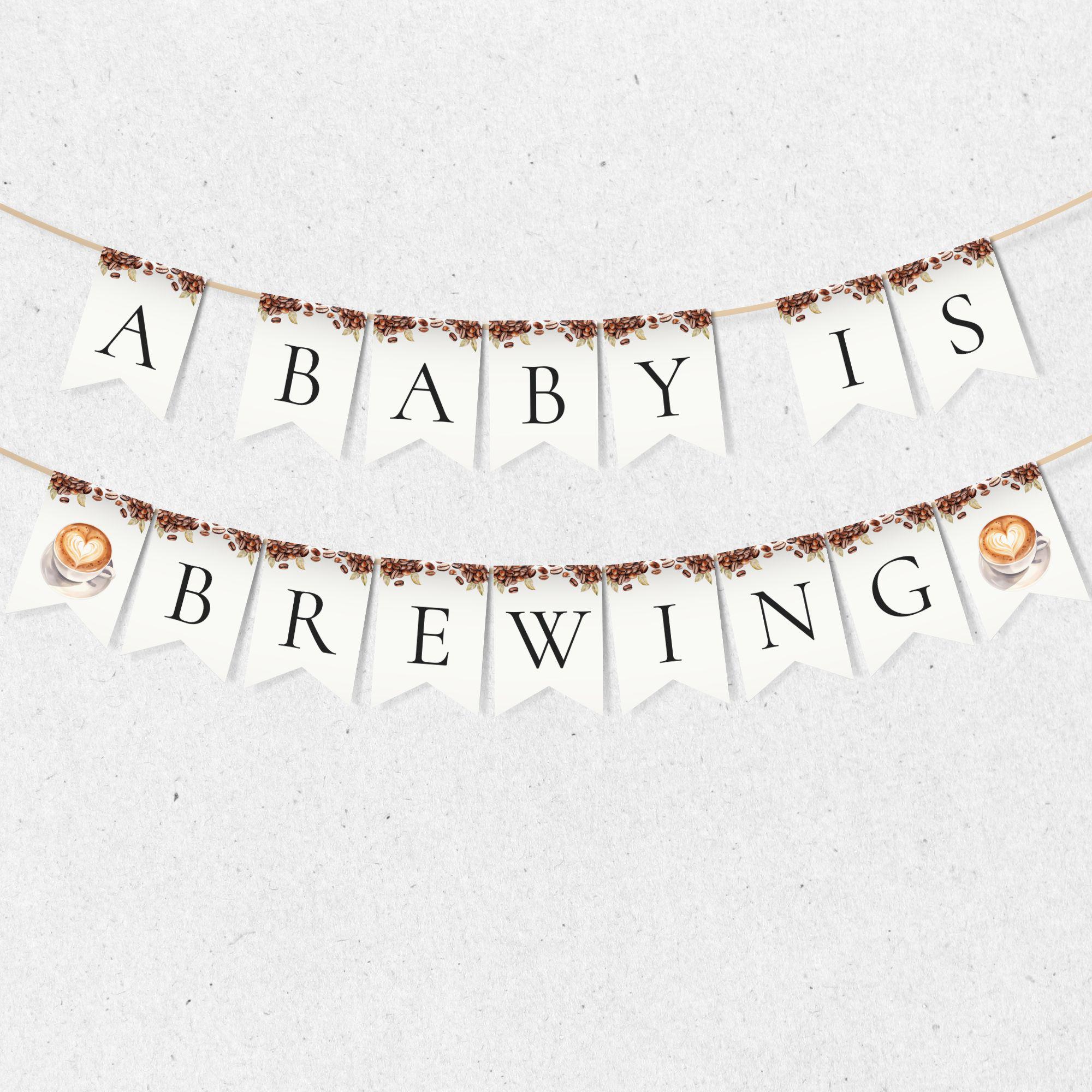 A Baby is Brewing Banner, Coffee Bean Theme Baby Shower Decor, Gender ...