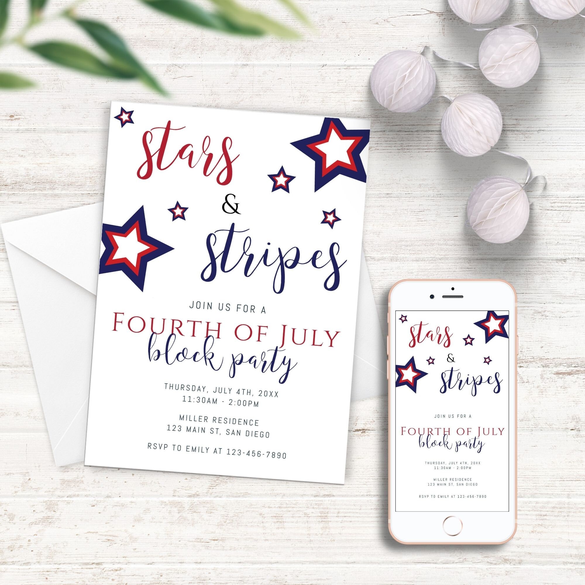 Editable Fourth of July Custom Sign, 4th of July Party Signage, Stars ...