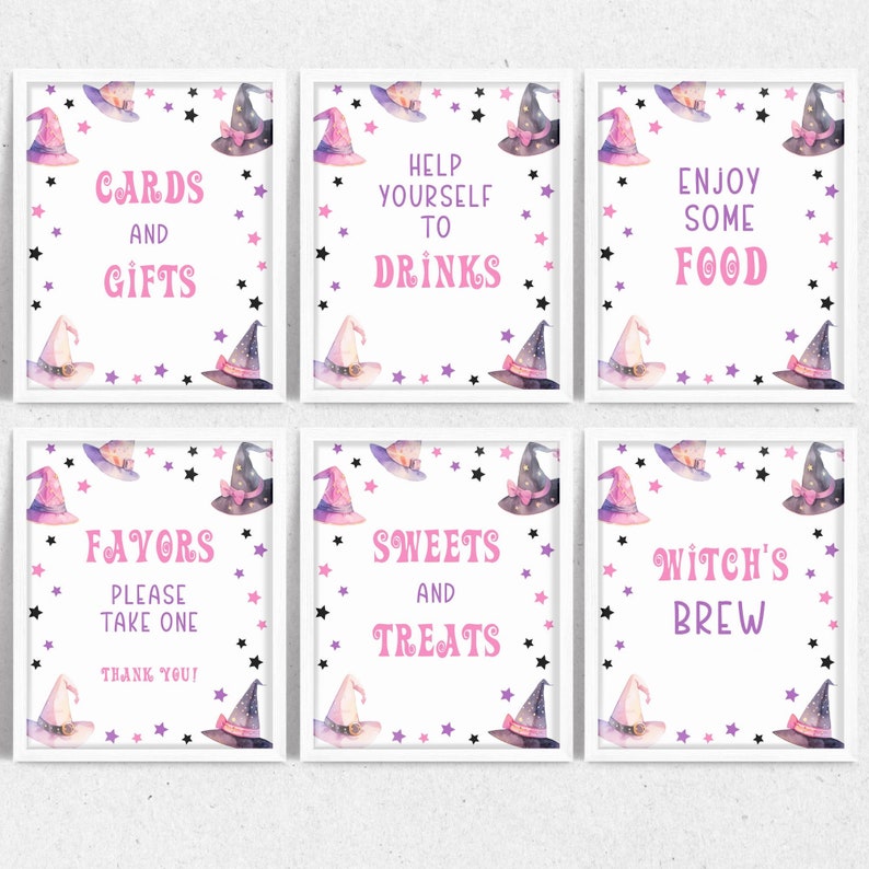 Editable Thank You Favor Tags, Witches Birthday Decor, Bewitching Bash ...