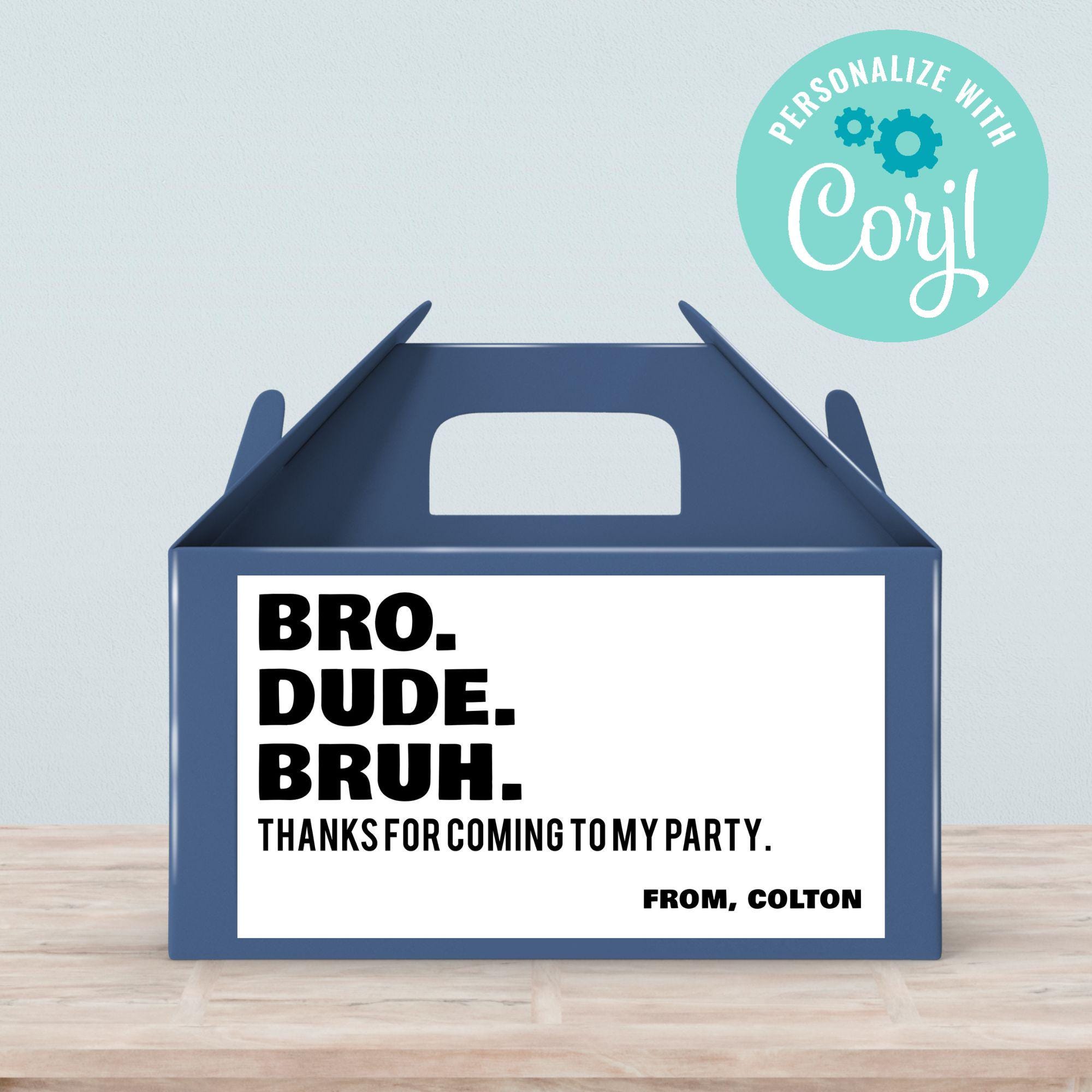 Bruh Gable Box Label Sticker, Bruh Birthday Party Favor Box, Bruh It's ...