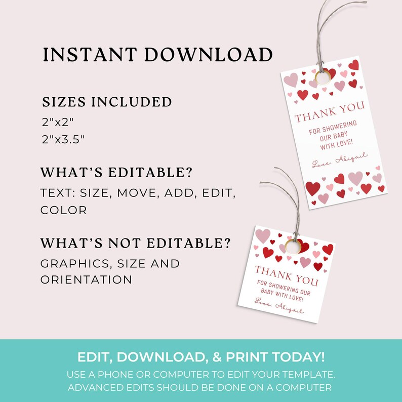Sweetheart Favor Tags, Valentine's Day Heart Theme Baby Shower ...