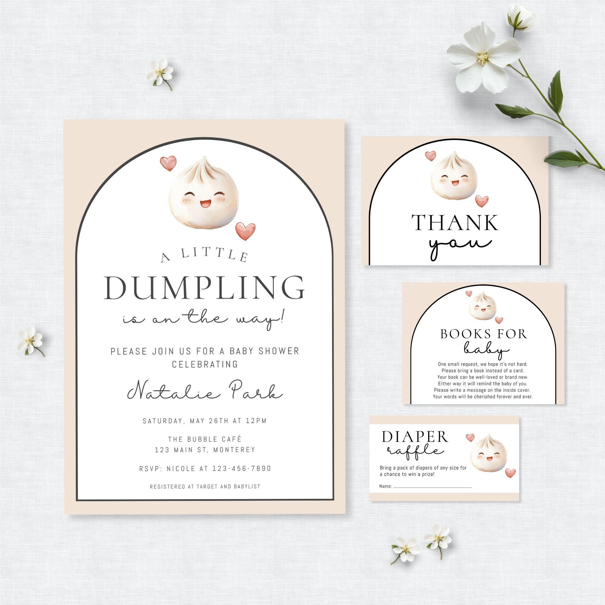 Editable Food Label, Dumpling Custom Food Tent Card, Dim Sum Baby ...