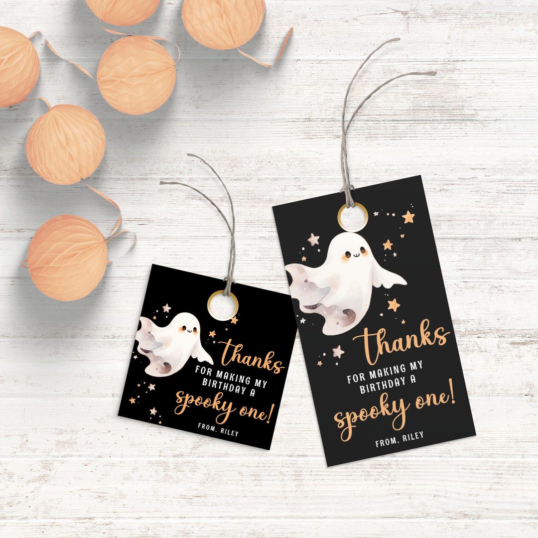 Spooky One Favor Tag, Ghost 1st Birthday Decor, Halloween Spooktacular ...