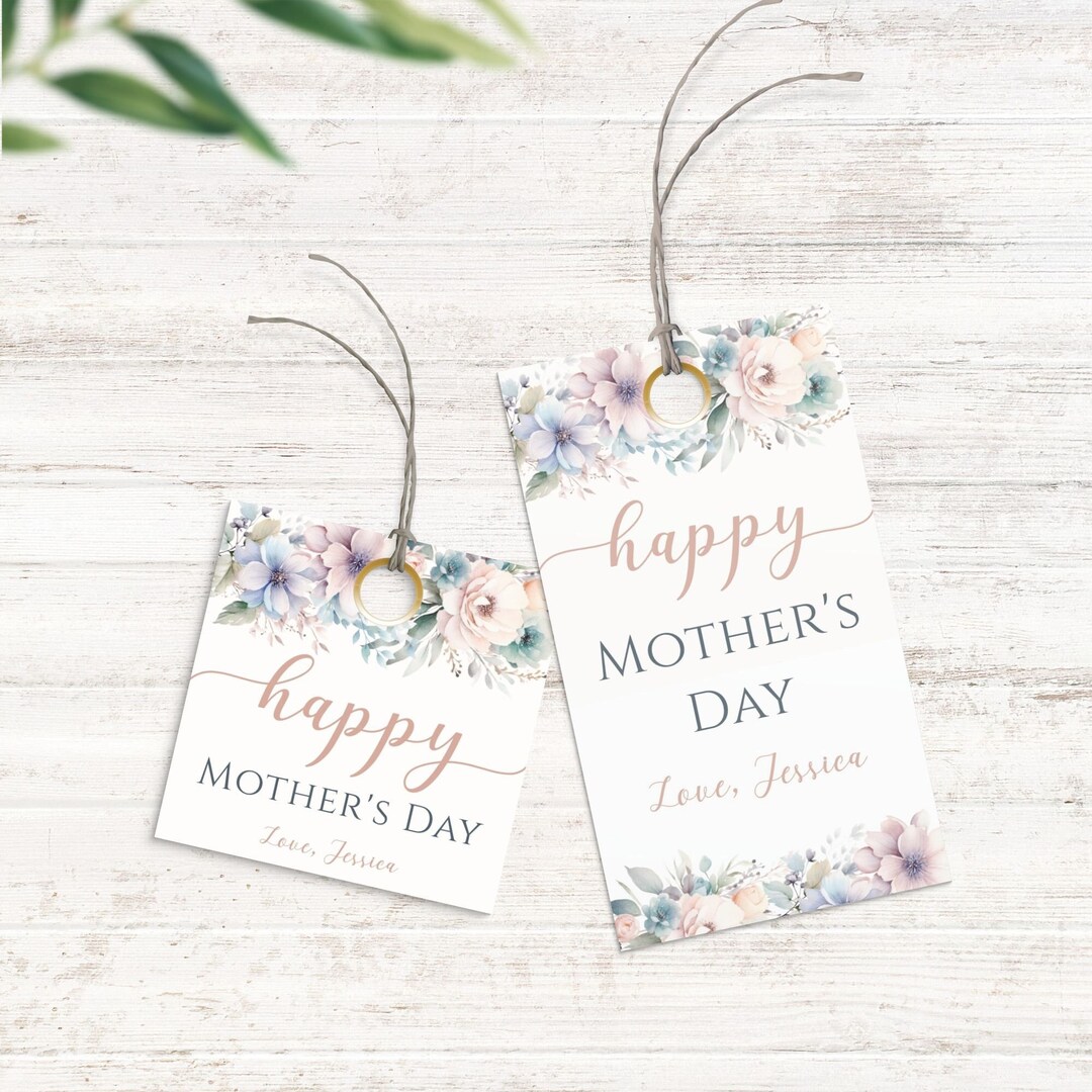 Editable Floral Mother's Day Gift Tags, Gift for Mom Card, Thank You ...