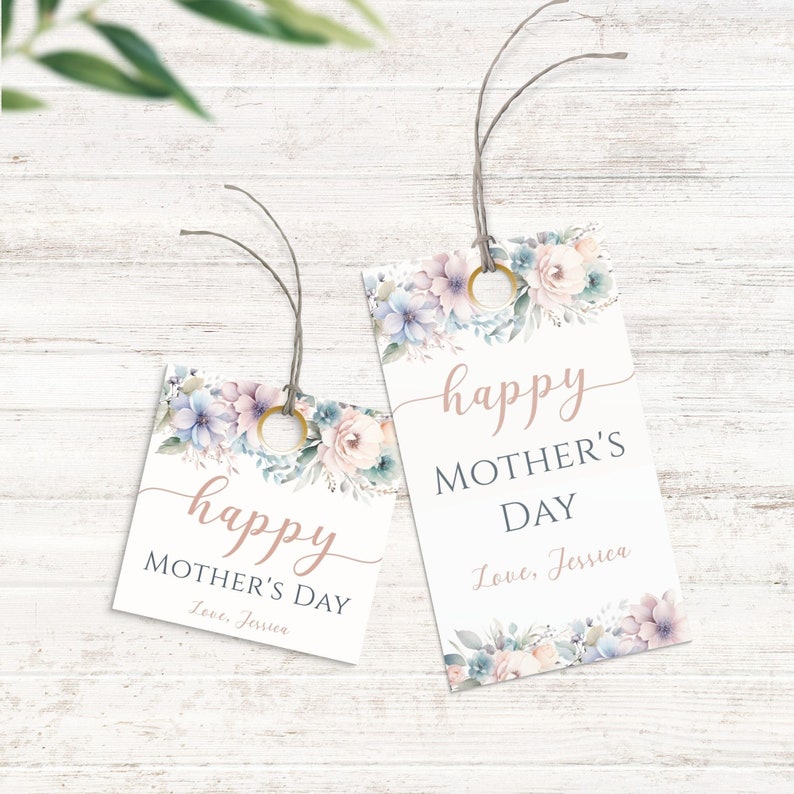 Editable Floral Mother's Day Gift Tags, Gift for Mom Card, Thank You ...