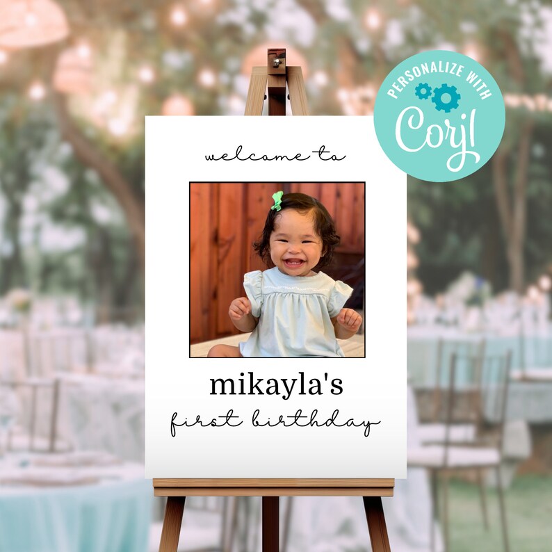 Editable Birthday Welcome Sign, Photo Minimalist Welcome Poster Board ...
