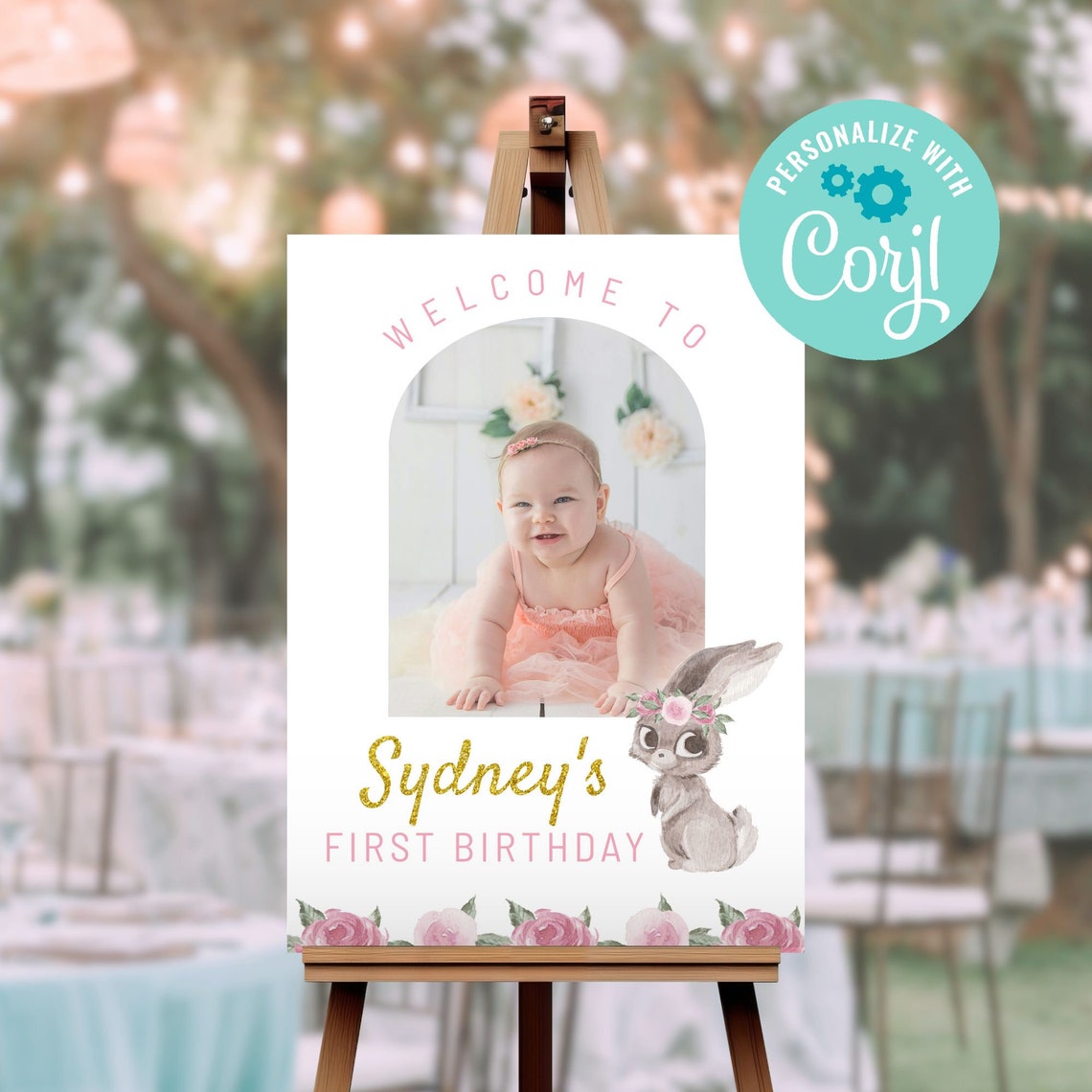 Editable Some Bunny is One Welcome Sign With Photo, Bunny First ...
