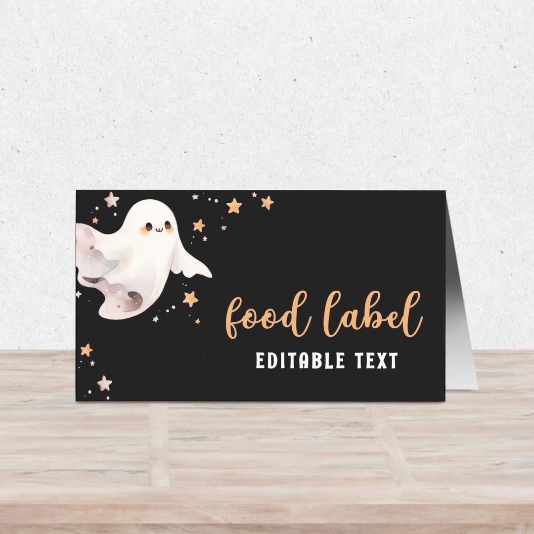 Editable Food Label, Ghost Birthday Custom Food Tent Card, Spooktacular ...