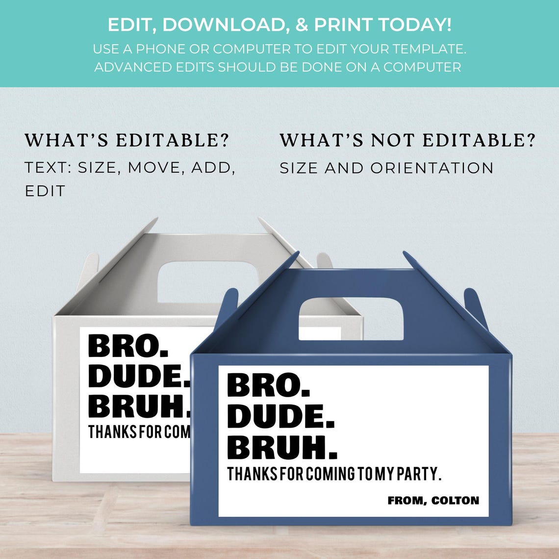 Bruh Gable Box Label Sticker, Bruh Birthday Party Favor Box, Bruh It's ...