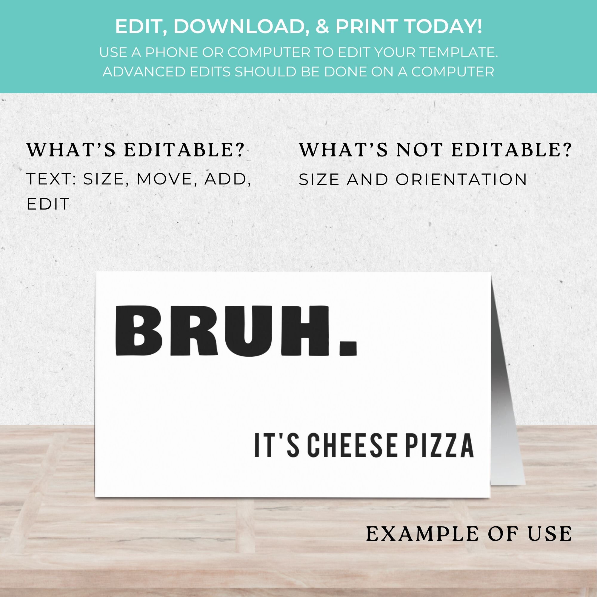 Editable BRUH Food Tent Card, Custom Food Labels, Bruh Birthday Tented ...