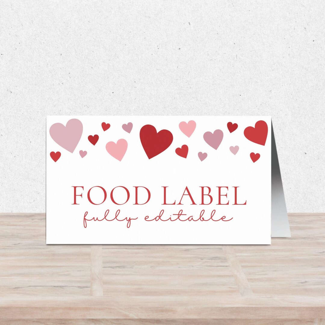 Editable Food Label, Valentine's Day Party Custom Food Tent Card ...