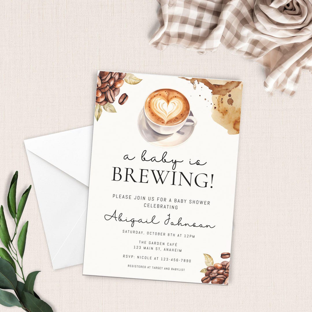 Coffee Bean Baby Shower Invitation, Gender Neutral Coffee Theme Invite ...