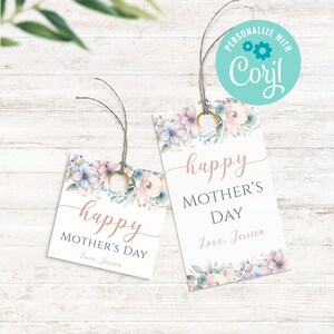Editable Floral Mother's Day Gift Tags, Gift for Mom Card, Thank You ...