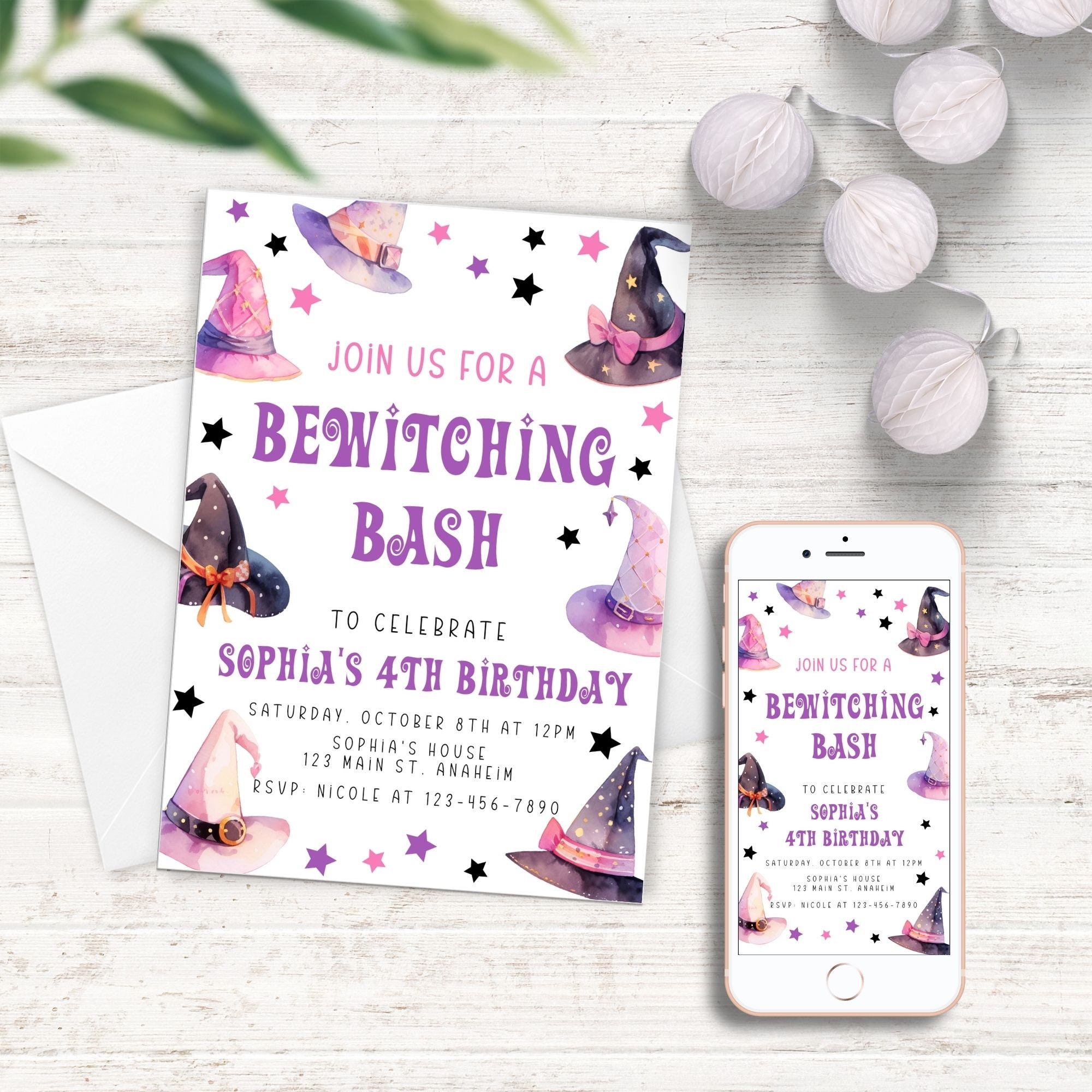 Drinks Sign, Witch Birthday Party Signage, Bewitching Bash, Purple ...