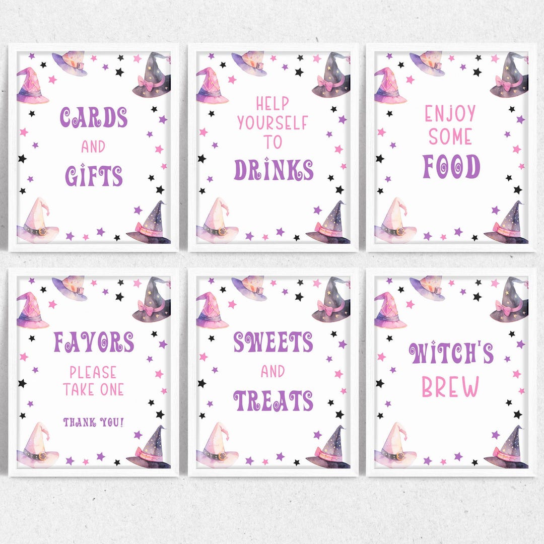 Witch Birthday Sign Bundle, Bewitching Bash Party Decor, Girl Halloween ...