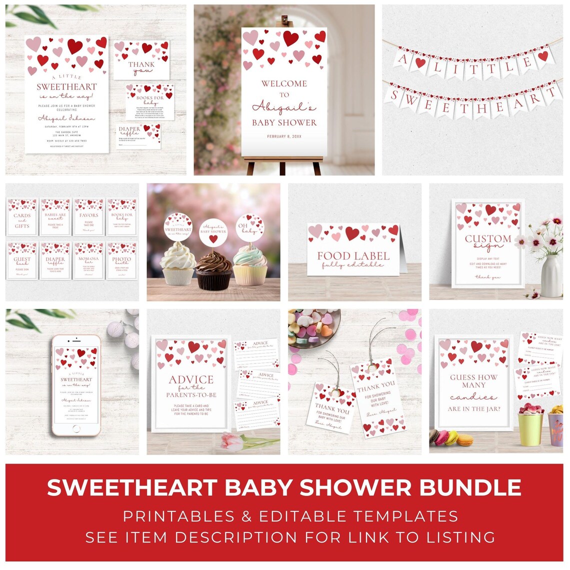 Sweetheart Favor Tags, Valentine's Day Heart Theme Baby Shower ...