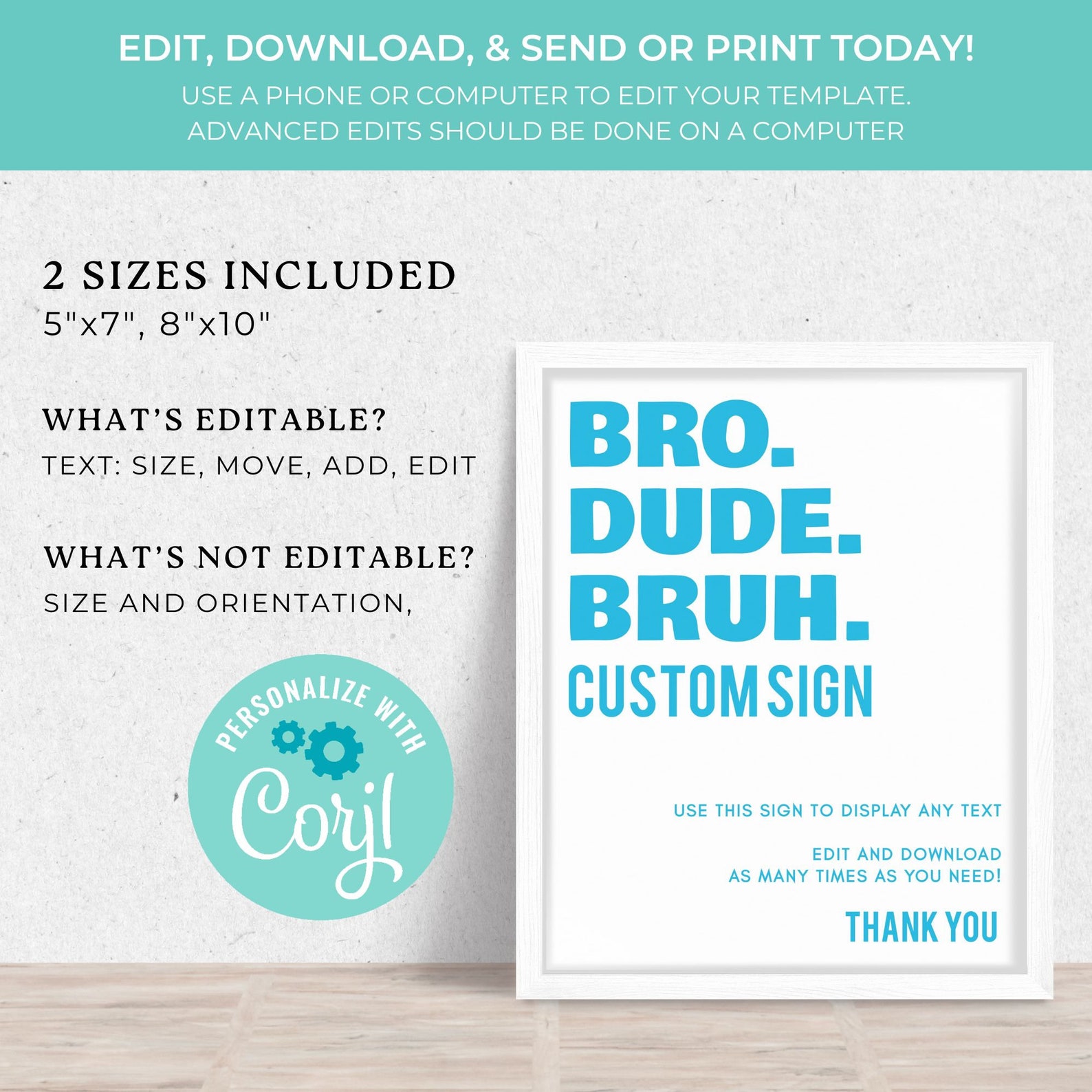 Editable BRUH Birthday Custom Sign, Bruh It's a Pool Party Signage ...