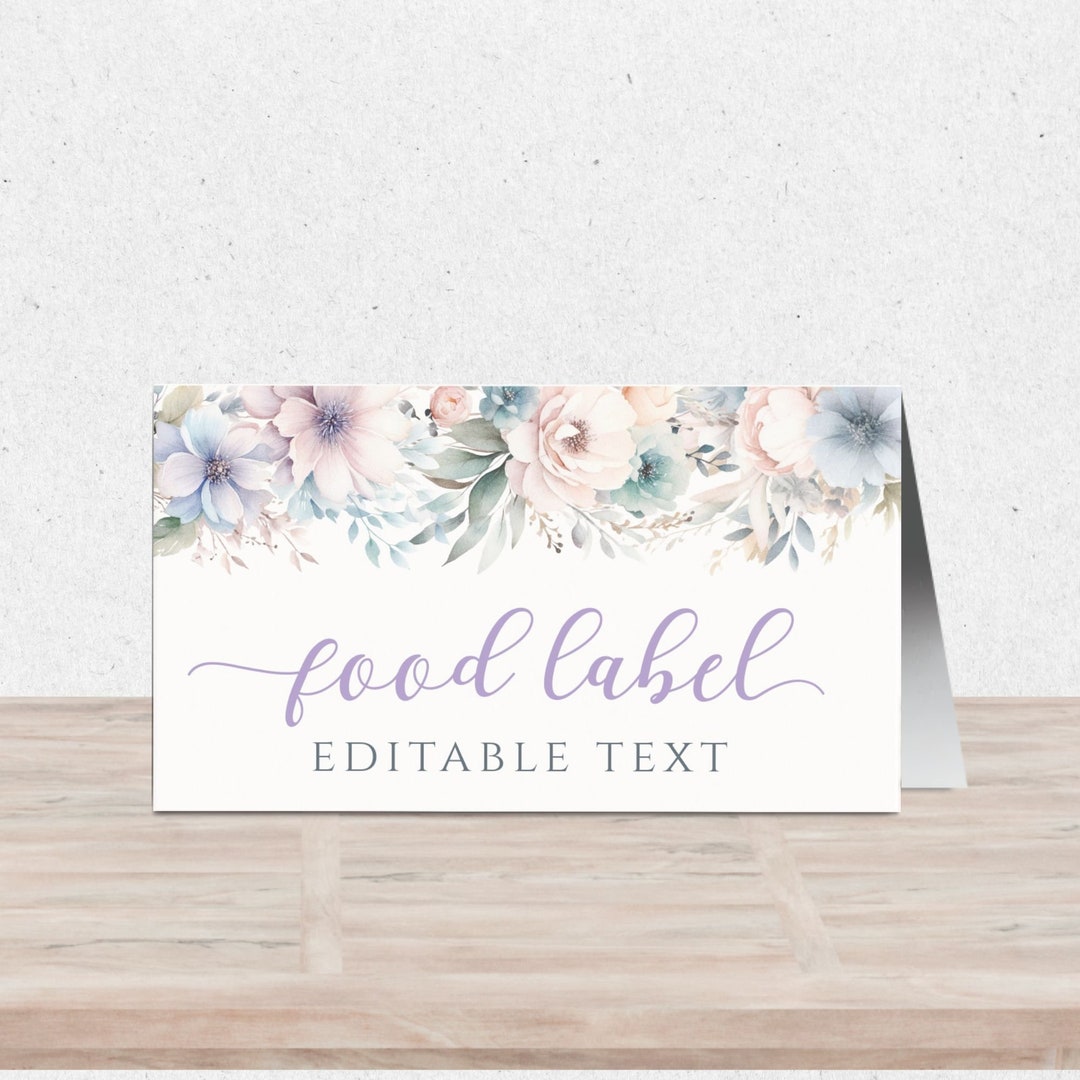 Editable Floral Food Tent Card, Mother's Day Buffet Card, Custom Food ...