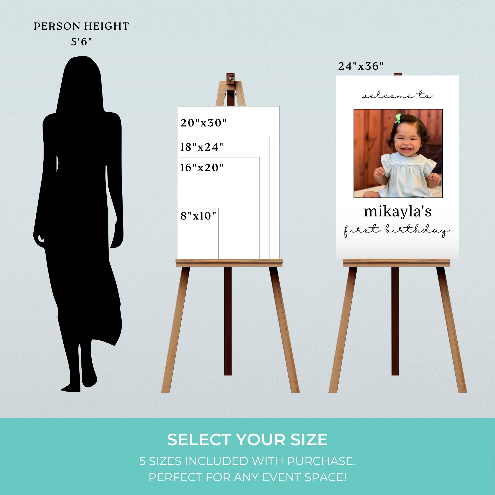 Editable Birthday Welcome Sign, Photo Minimalist Welcome Poster Board ...