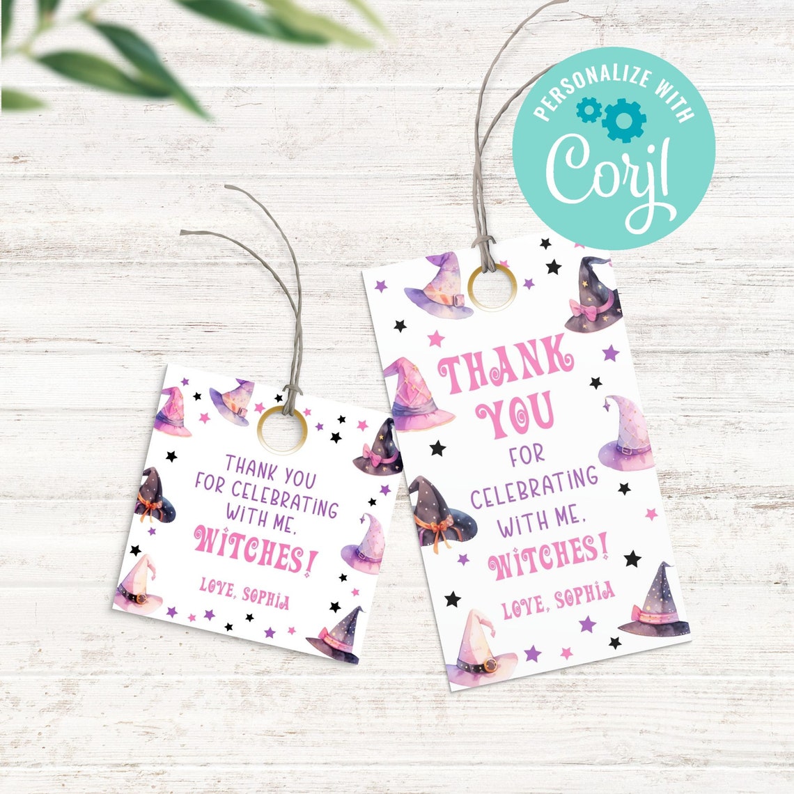 Editable Thank You Favor Tags, Witches Birthday Decor, Bewitching Bash ...