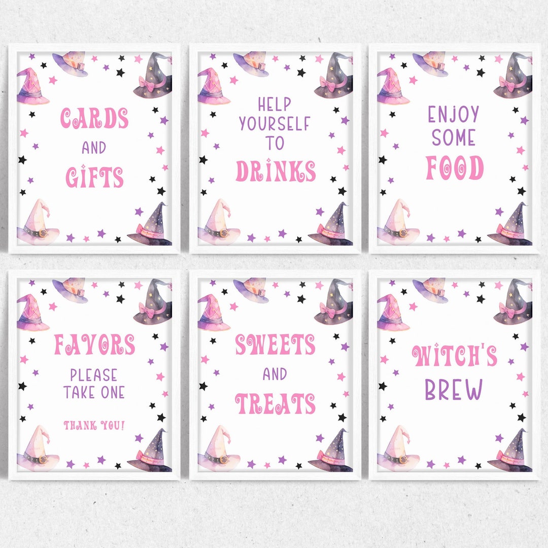 Witch Birthday Sign Bundle, Bewitching Bash Party Decor, Girl Halloween ...