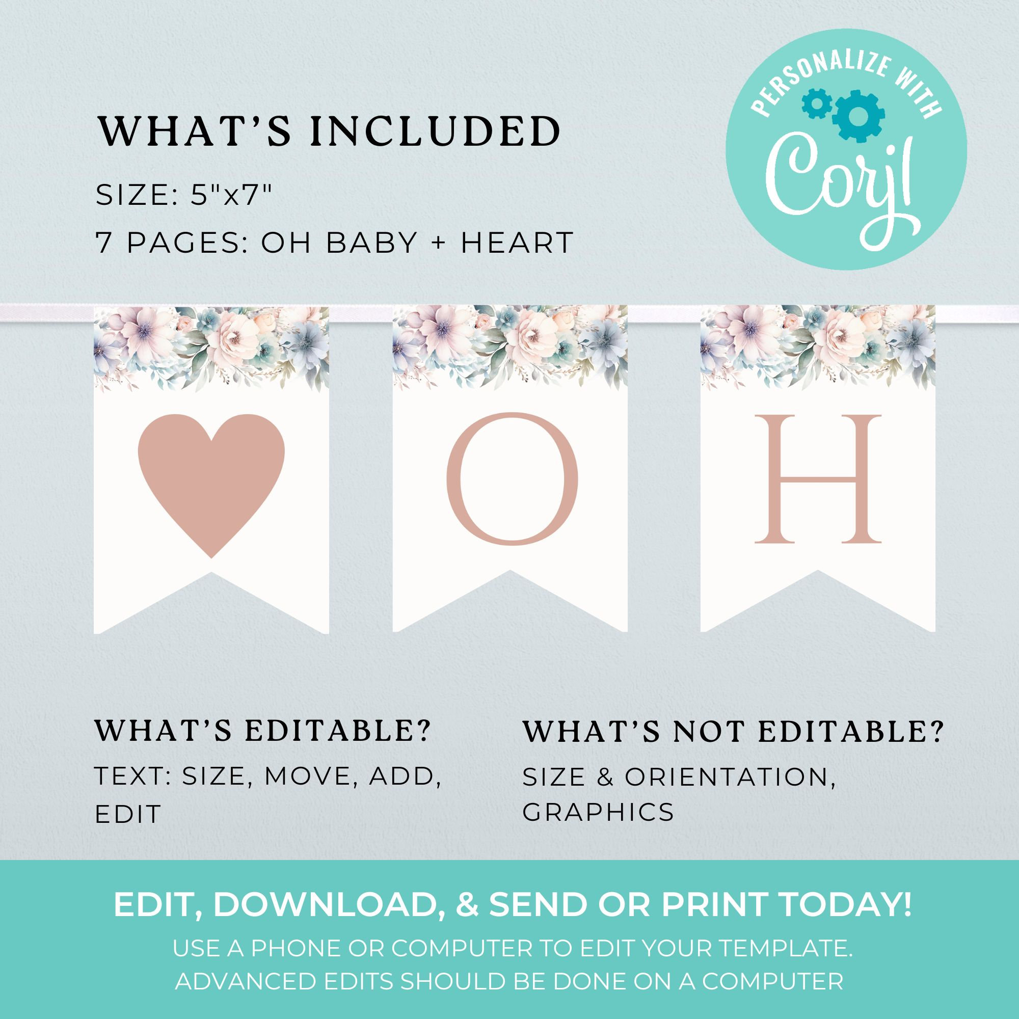 Oh Baby Banner, Baby in Bloom Baby Shower Bunting Decoration, Pink ...