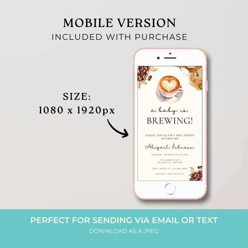 Coffee Bean Baby Shower Invitation, Gender Neutral Coffee Theme Invite ...