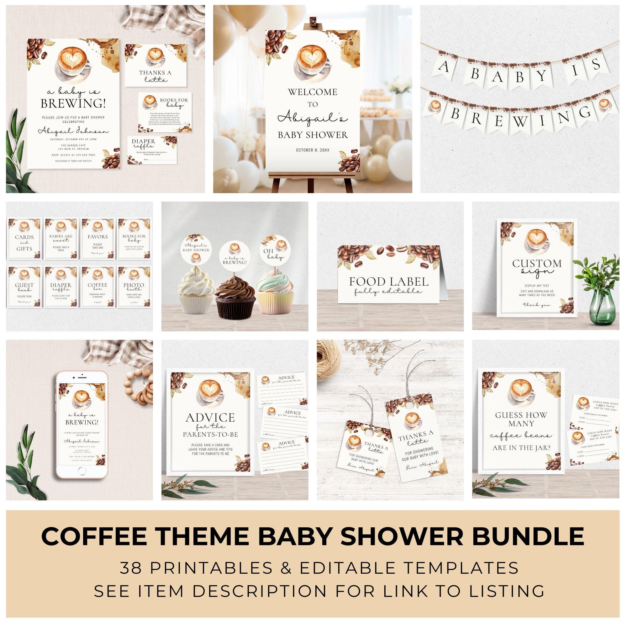 A Baby is Brewing Banner, Coffee Bean Theme Baby Shower Decor, Gender ...