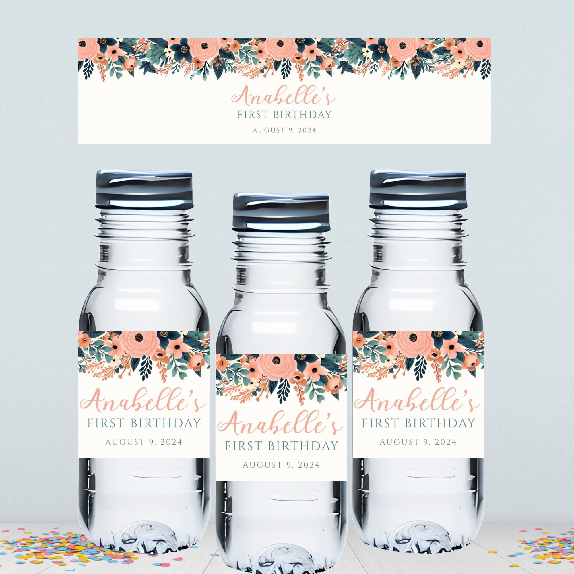 Editable Happy Birthday Banner, Pink Floral Birthday, Blush Pink Garden ...