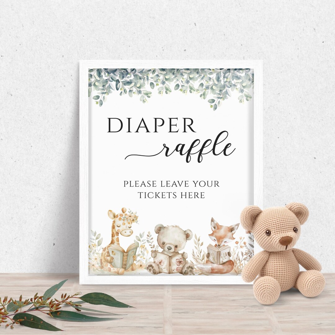New Chapter Book Baby Shower Diaper Raffle Sign, Storybook Diaper Card ...