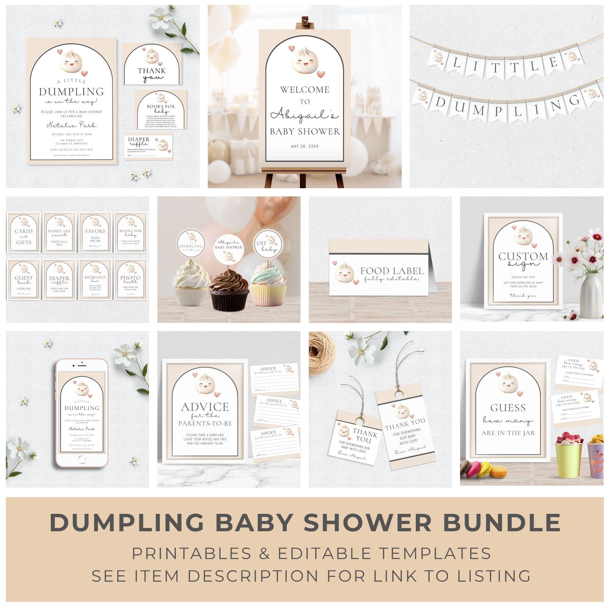 Little Dumpling Banner, Bao Dim Sum Baby Shower Bunting, Kawaii Food ...