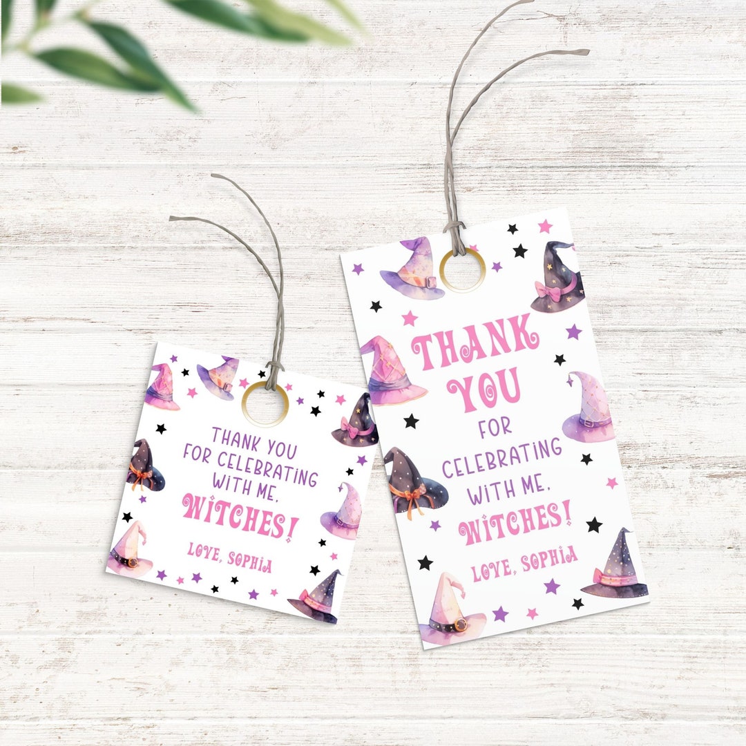 Editable Thank You Favor Tags, Witches Birthday Decor, Bewitching Bash ...
