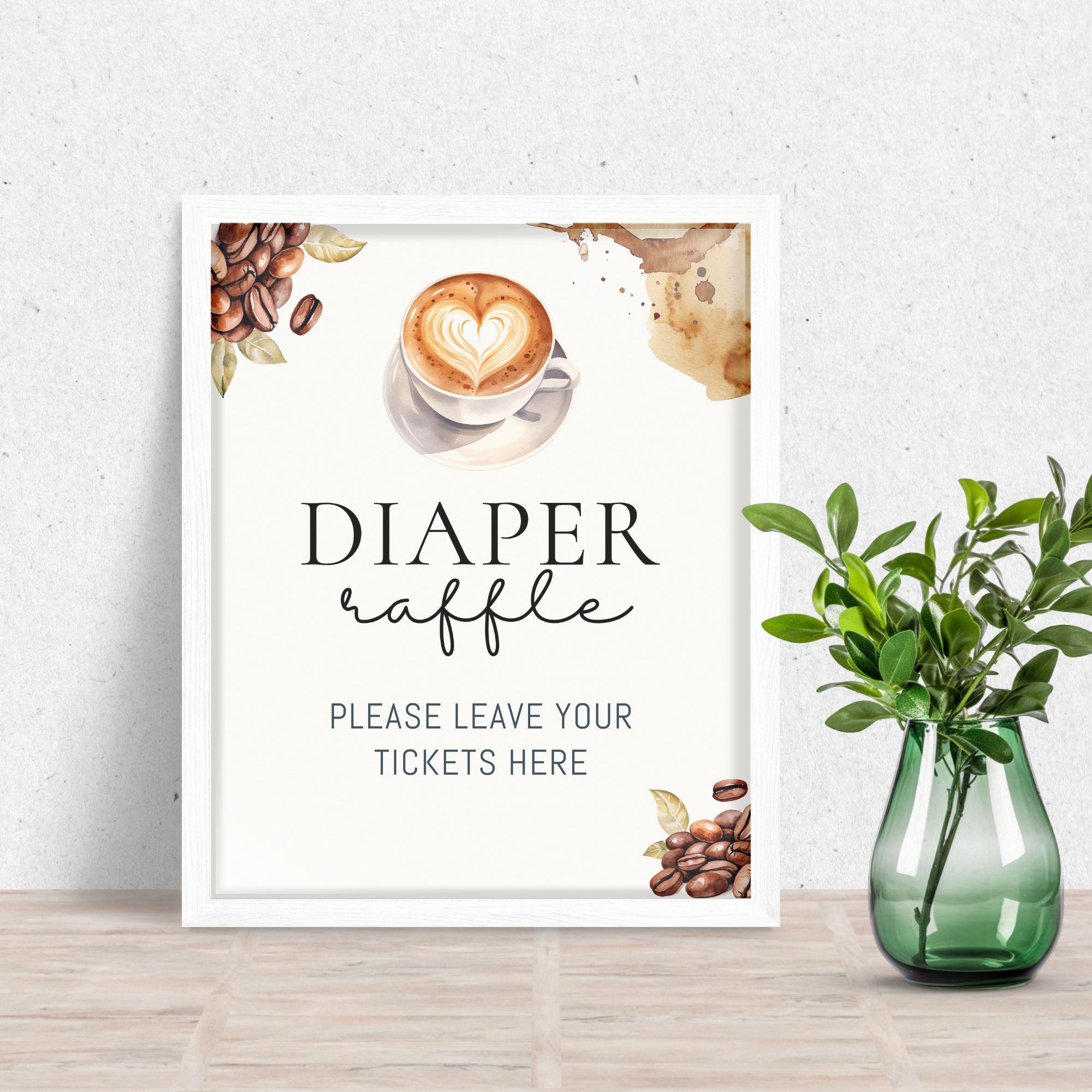 Coffee Theme Diaper Raffle Sign, A Baby is Brewing Shower Decor ...