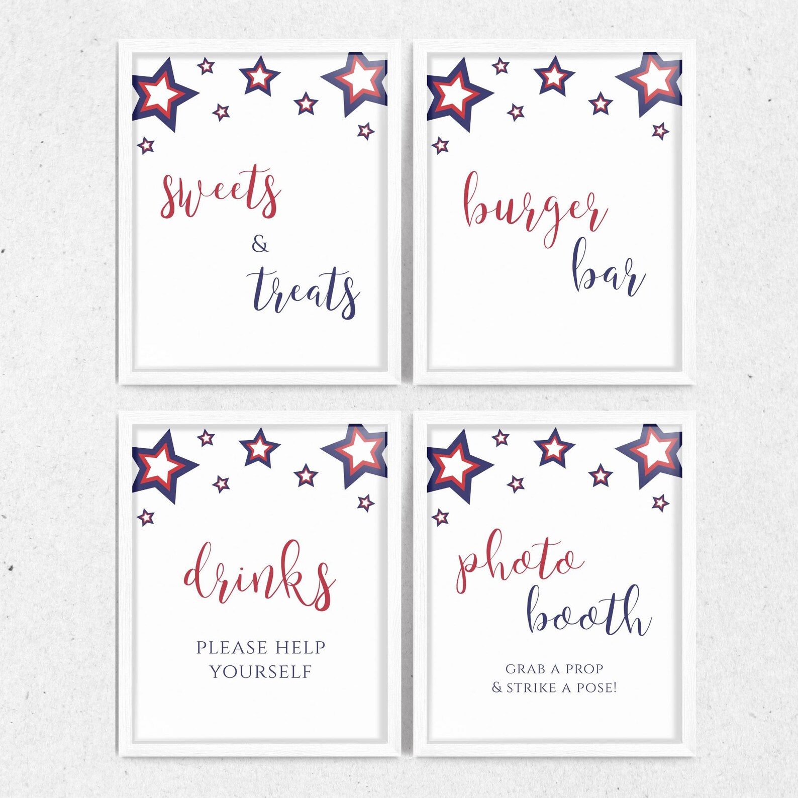 Memorial Day Drinks Sign, Patriotic Party Signage, Stars and Stripes ...