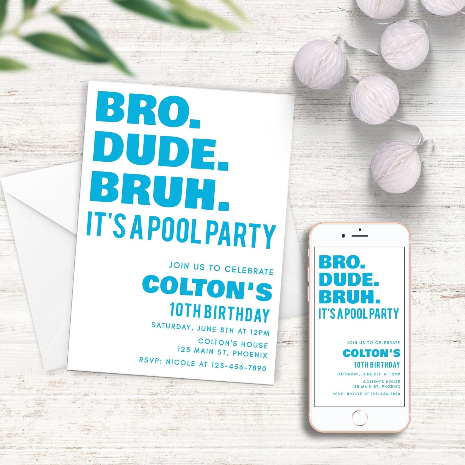 Bruh Birthday Welcome Sign, Bro Dude Bruh Decoration, Blue and White ...