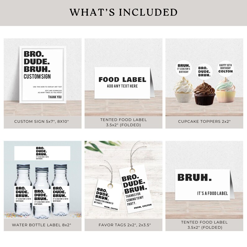 BRUH Birthday Bundle, Bro Dude Bruh Theme Invitation and Decor, Tween ...