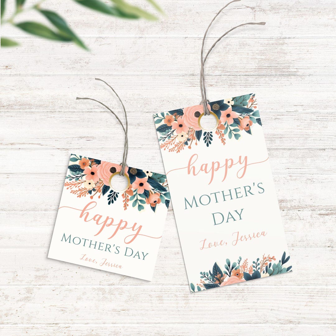 Editable Pink Floral Mother's Day Gift Tags, Gift for Mom Card, Thank ...