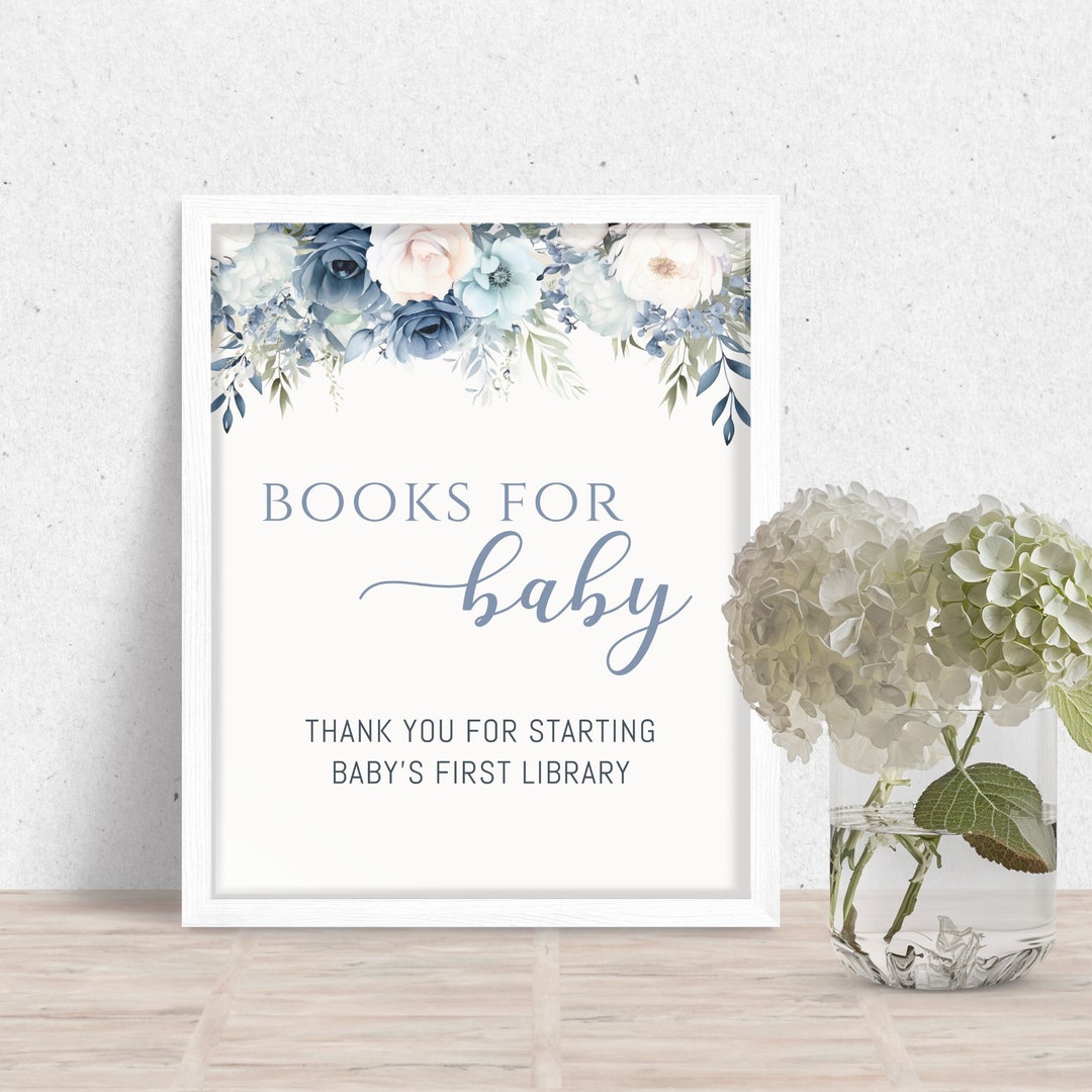Baby in Bloom Blue Baby Shower Books for Baby Sign, Baby's First ...