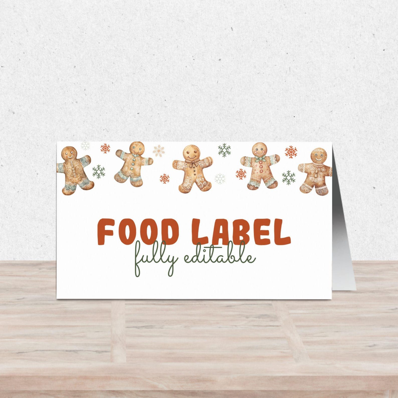 Editable Food Label, Oh Snap Gingerbread Cookie Theme Food Tent Card ...
