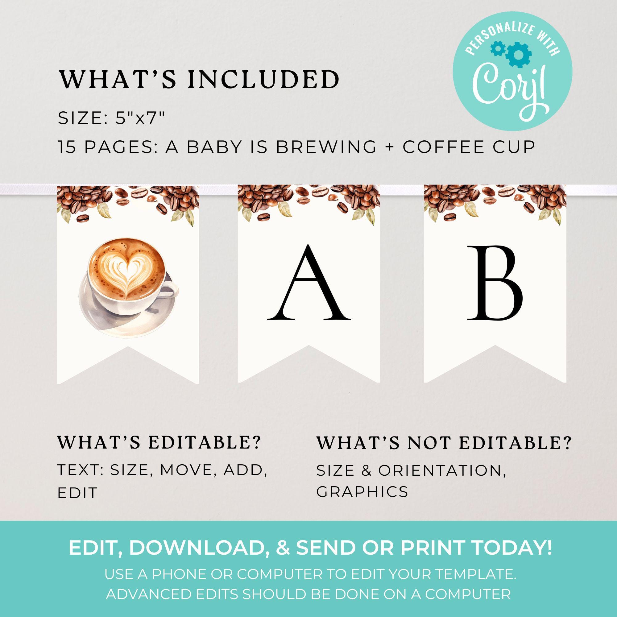 A Baby is Brewing Banner, Coffee Bean Theme Baby Shower Decor, Gender ...