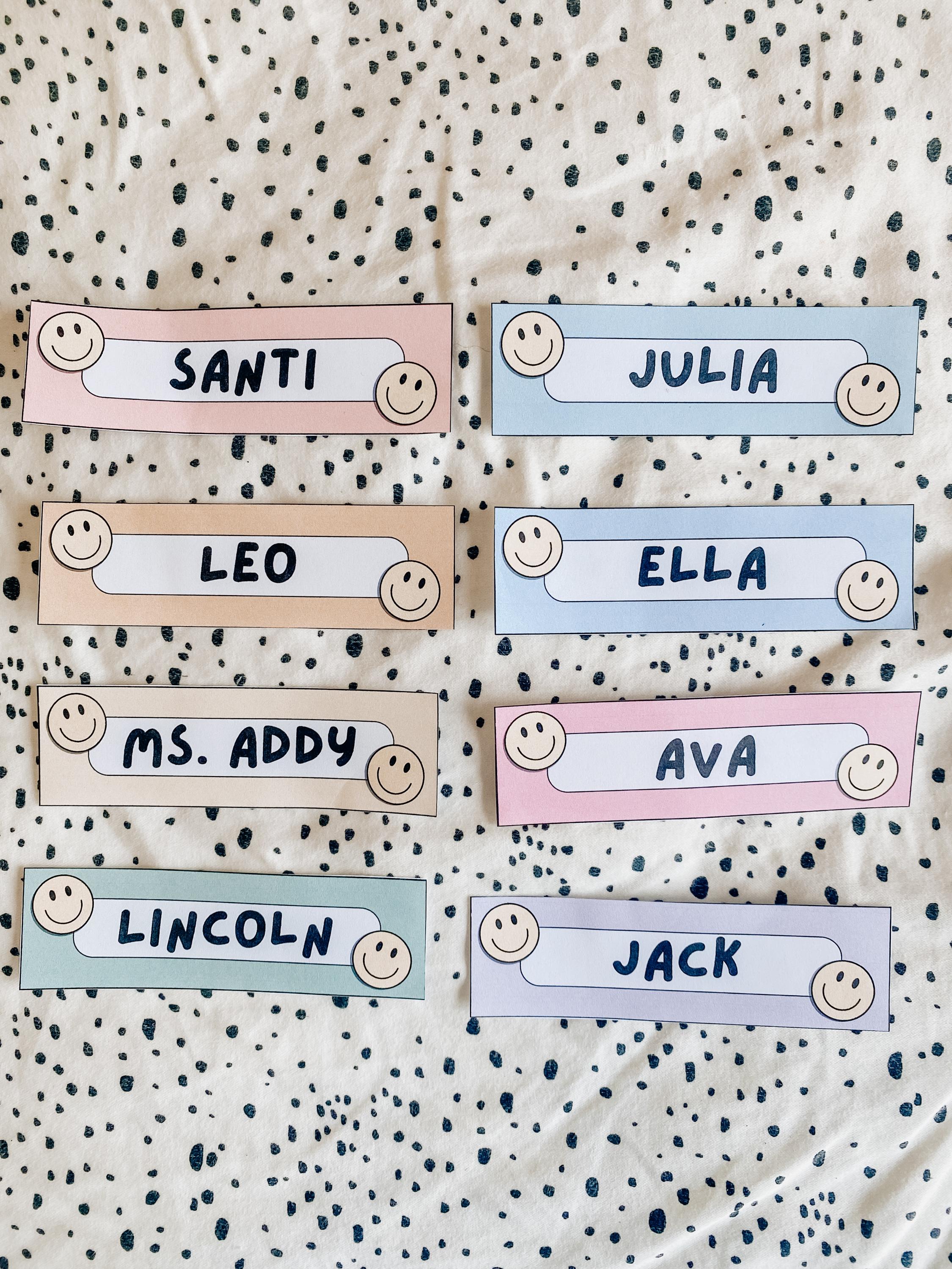 Rainbow Retro Wonderland Classroom Labels, Student Desk Label Cards ...