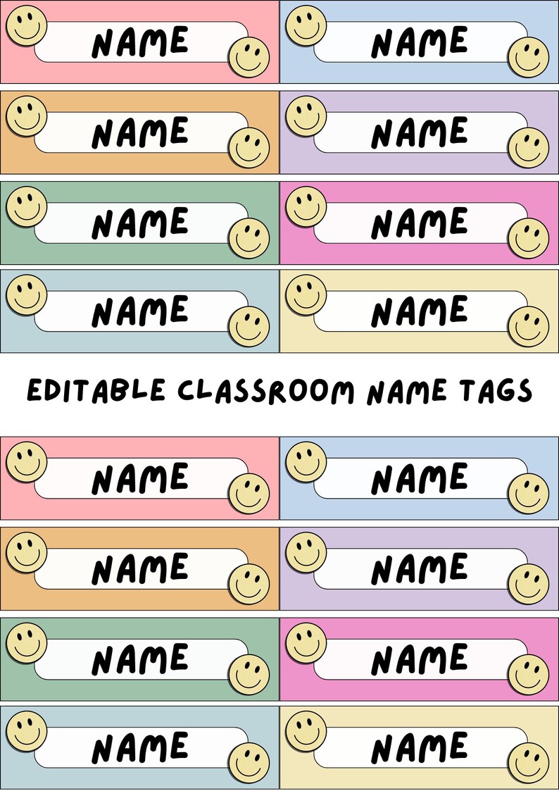 Rainbow Retro Wonderland Classroom Labels, Student Desk Label Cards ...