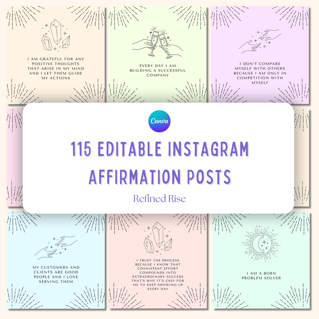 Affirmation Instagram Post Templates Canva Positivity Quotes for Social ...