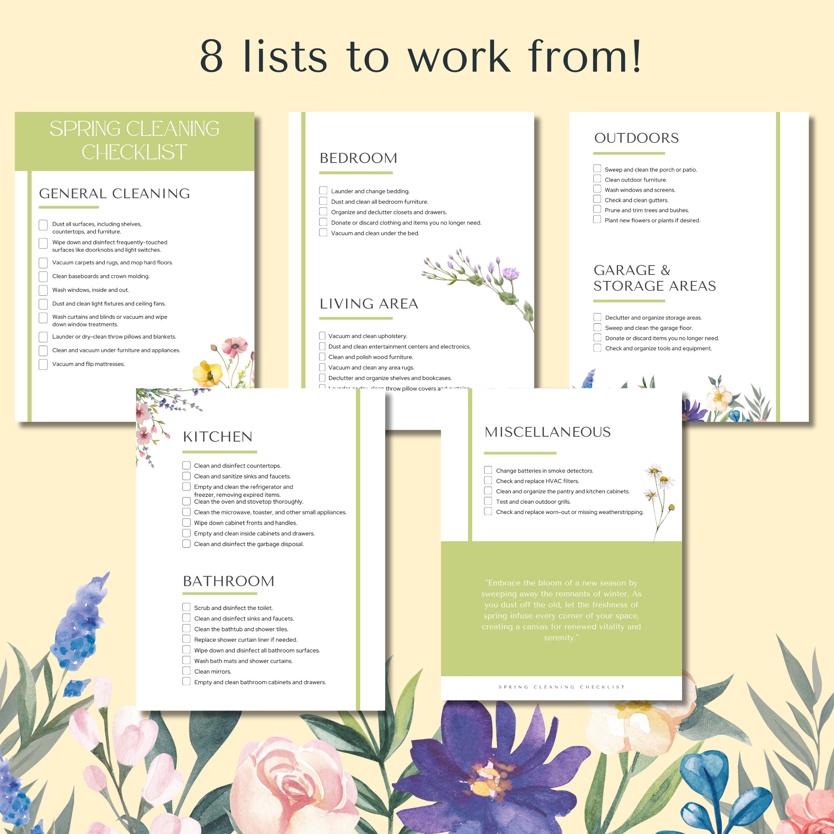 Spring Cleaning Checklist Printable Schedule Cleaning Planner Deep ...