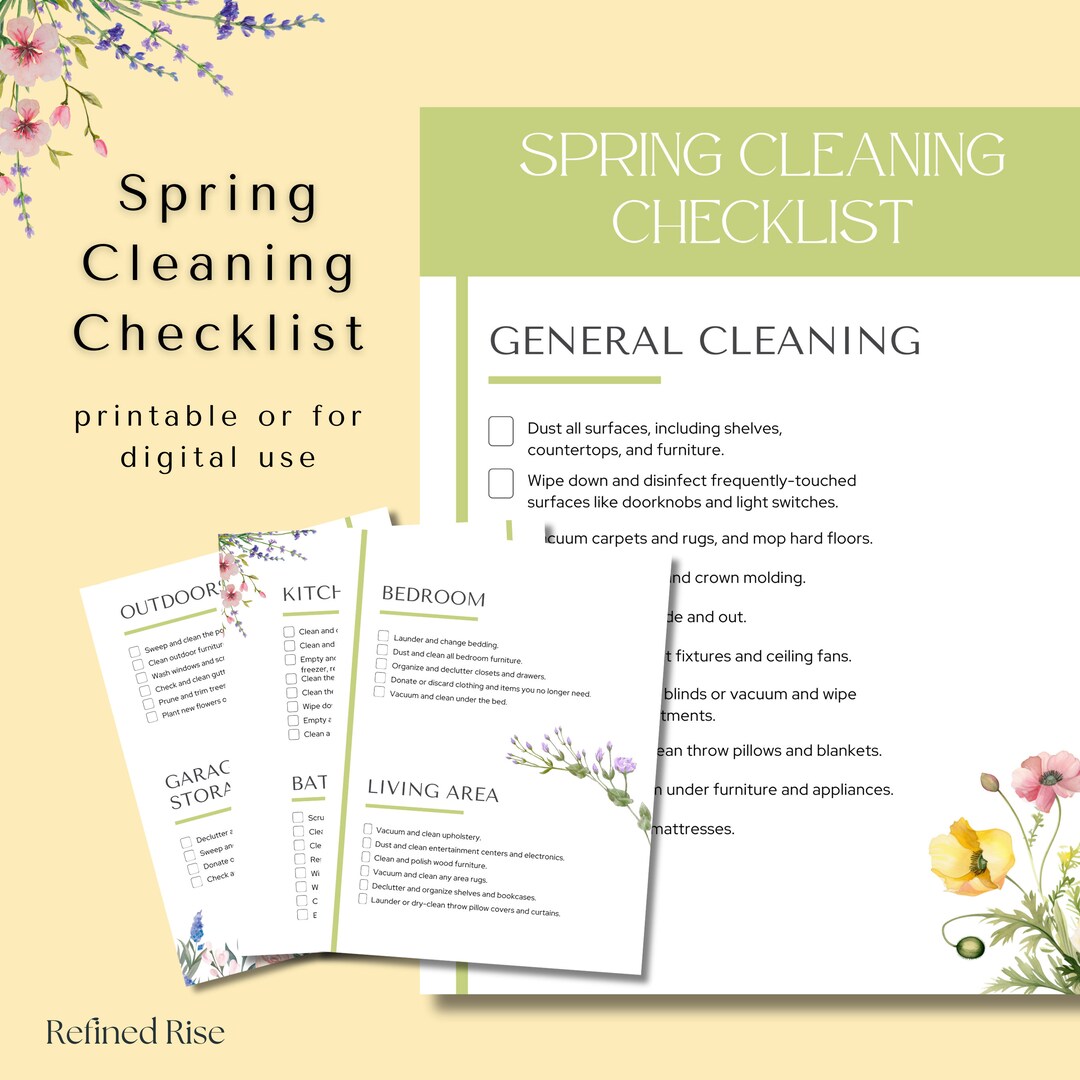 Spring Cleaning Checklist Printable Schedule Cleaning Planner Deep ...
