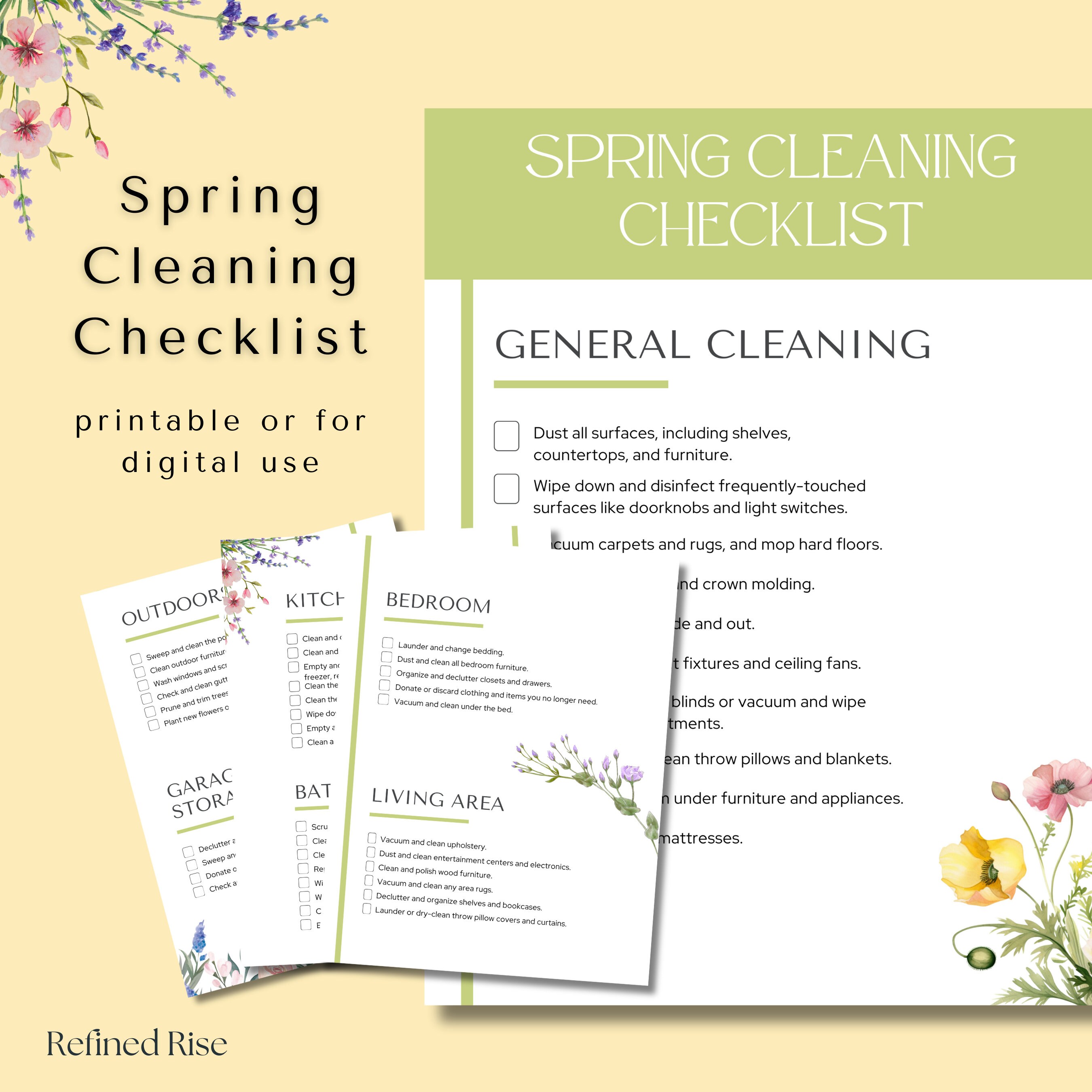 Spring Cleaning Checklist Printable Schedule Cleaning Planner Deep ...
