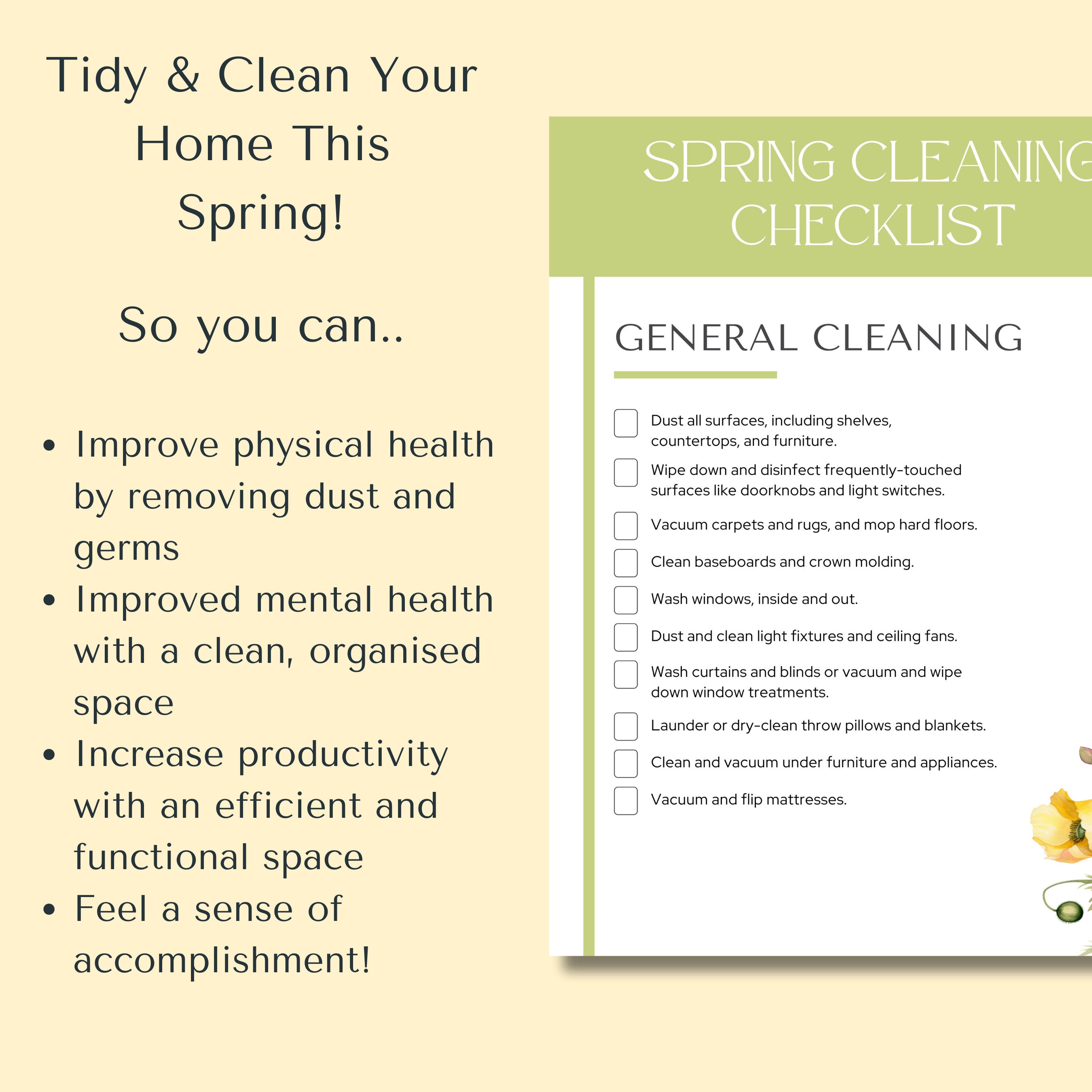 Spring Cleaning Checklist Printable Schedule Cleaning Planner Deep ...