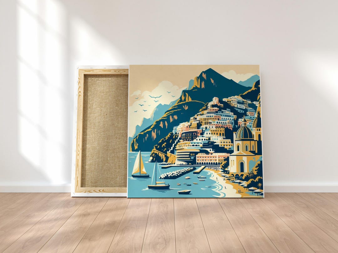 Amalfi Coast | Canvas Italy | Retro | Travel | Home Décor - Etsy
